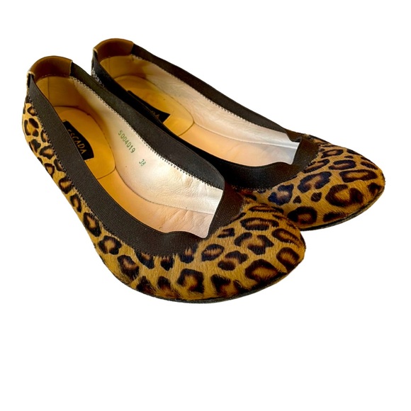 Escada | Shoes | Escada Vintage Womans Leopard Pony Hide Ballerina Flat ...